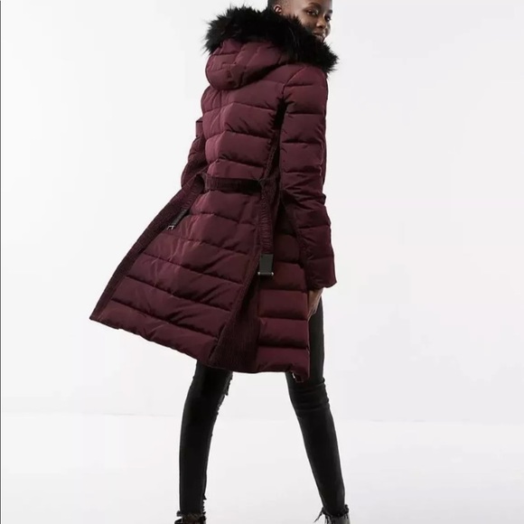 Express | Jackets & Coats | Express Maroon Down Filled Hooded Puffer ...